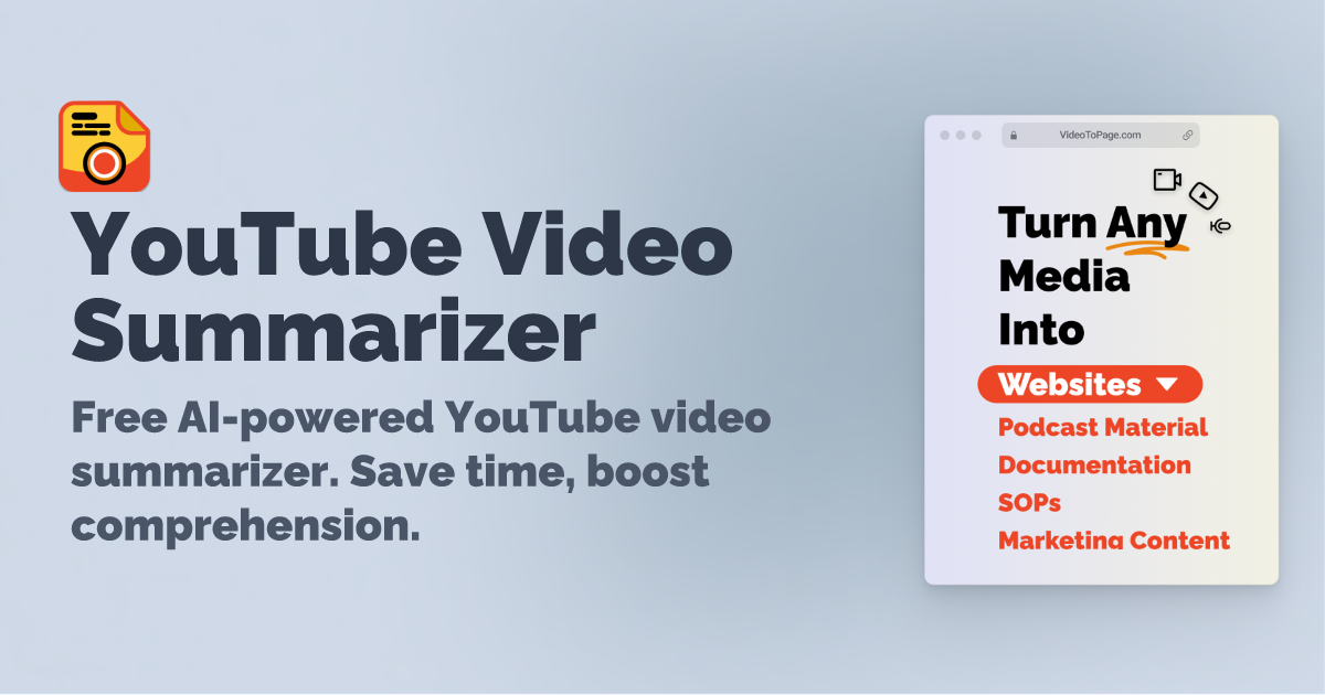 YouTube Video Summarizer | VideoToPage